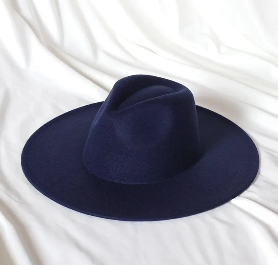 Wide Stiff Brim Fedora - Unisex Adjustable Cotton & Polyester Hat with ...